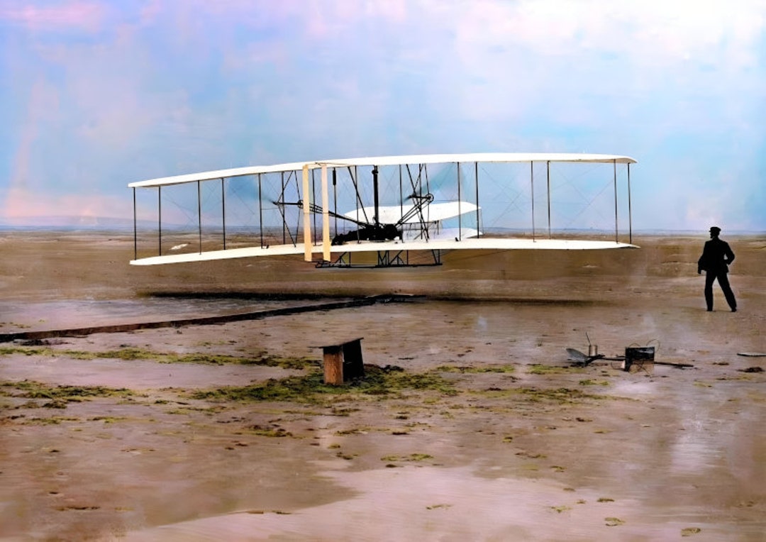 Wright Brothers First Flight Airplane Restored Colorized Photo Poster ...