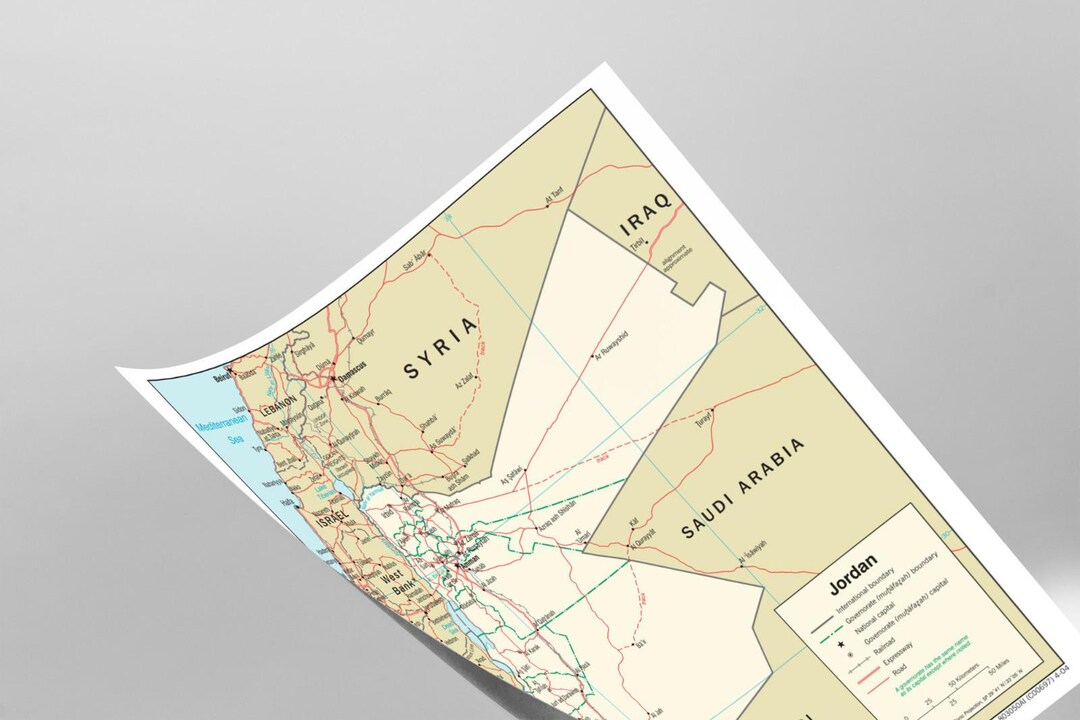 Jordan Road Highway Transportation Map Country Nation Poster Print - Etsy