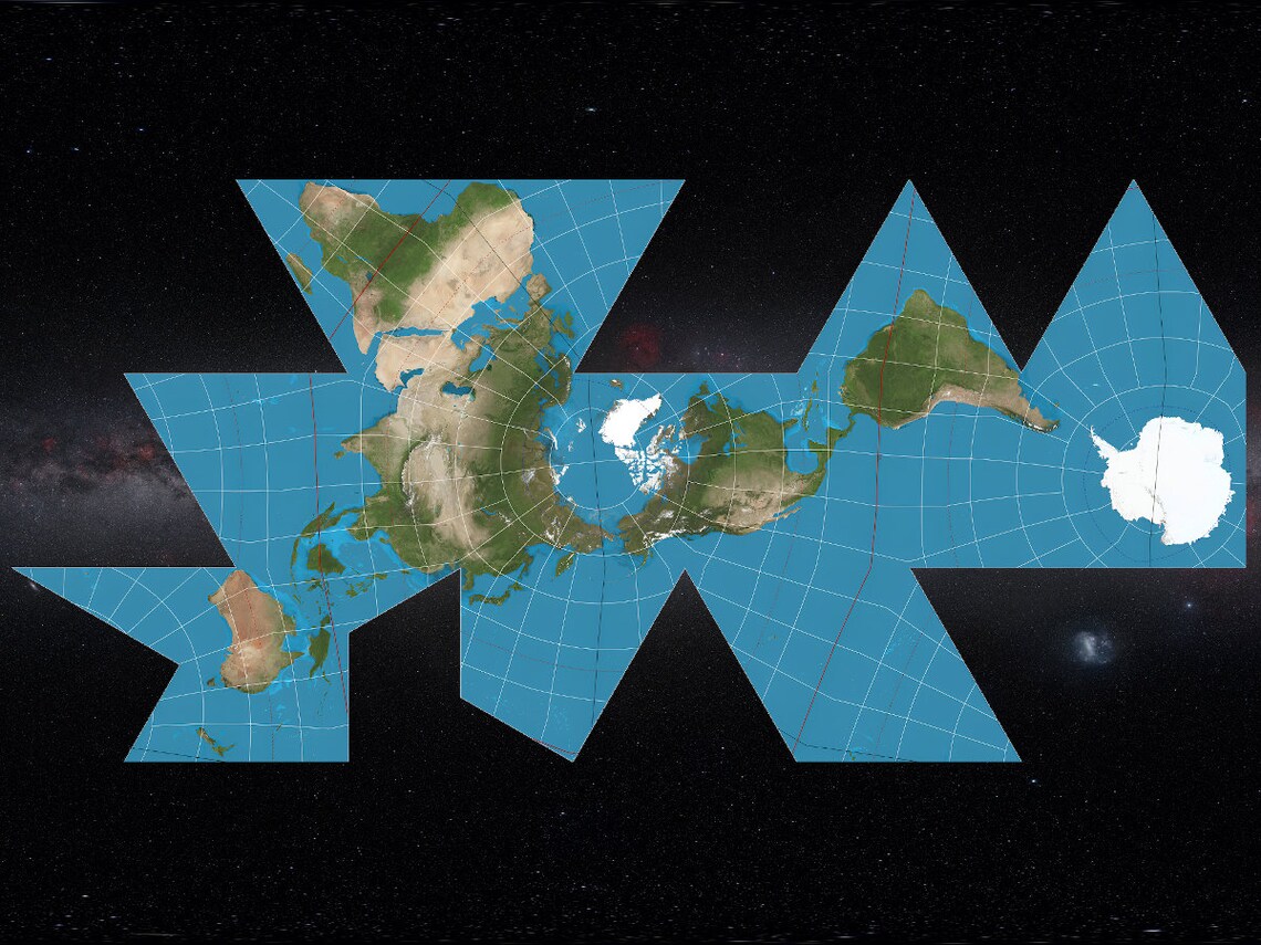 Buckminster Fuller Dymaxion Projection Earth Satellite World - Etsy