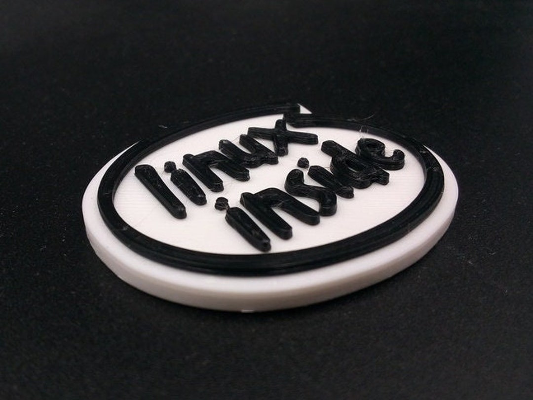 Linux Inside Case Badge Sticker Decal White and Black 3D - Etsy