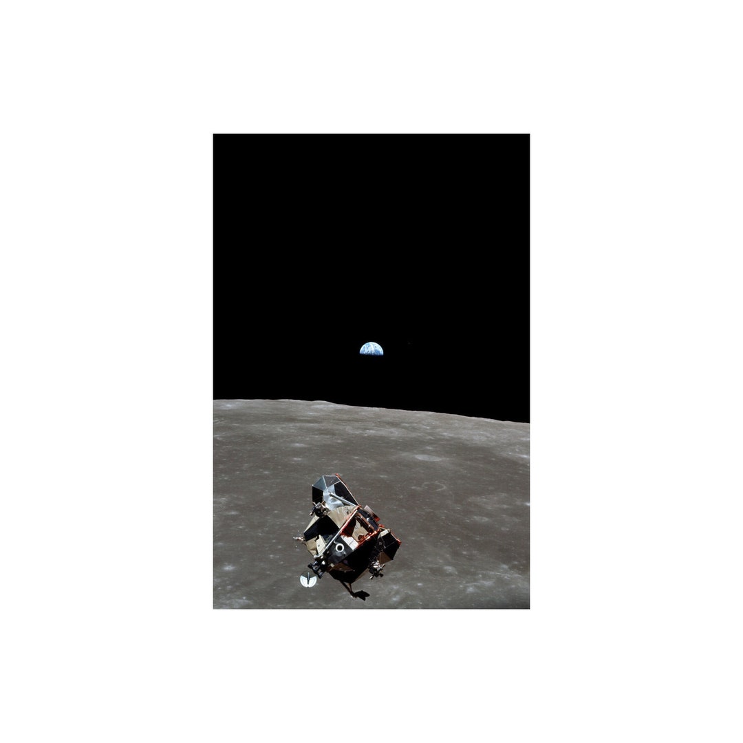 Earth Rise Moon Orbit Apollo Lunar Module Michael Collins Photo Poster ...