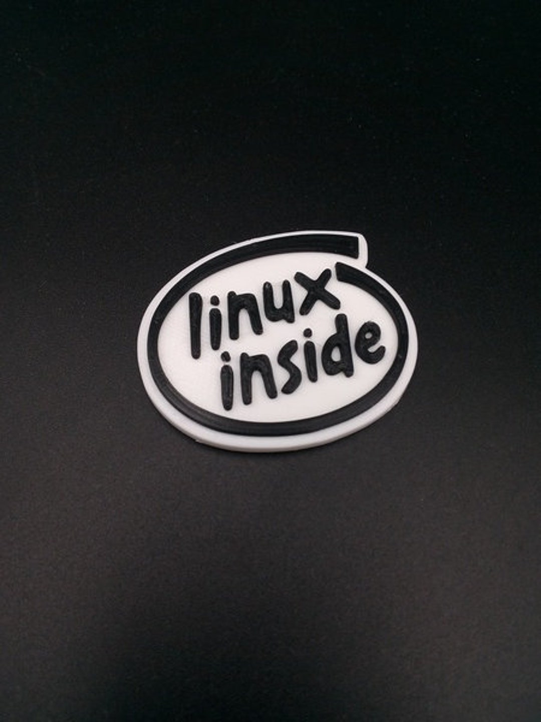 Linux Inside Case Badge Sticker Decal White and Black 3D Printed Self ...