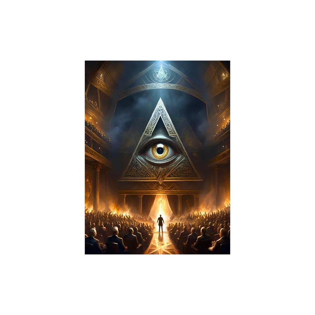 A Meeting of the Illuminati New World Order All Seeing Eye Fire Poster ...