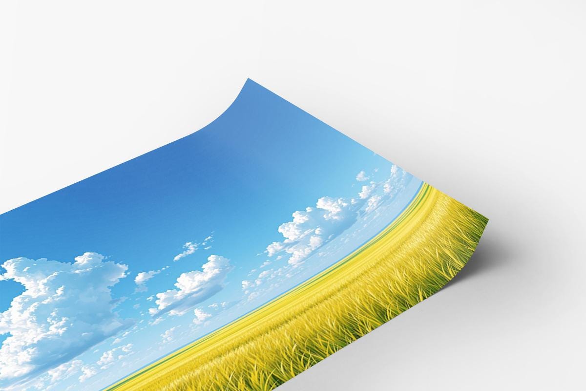 Sweeping Golden Field and Blue Sky With Fluffy Clouds Poster Print - Etsy