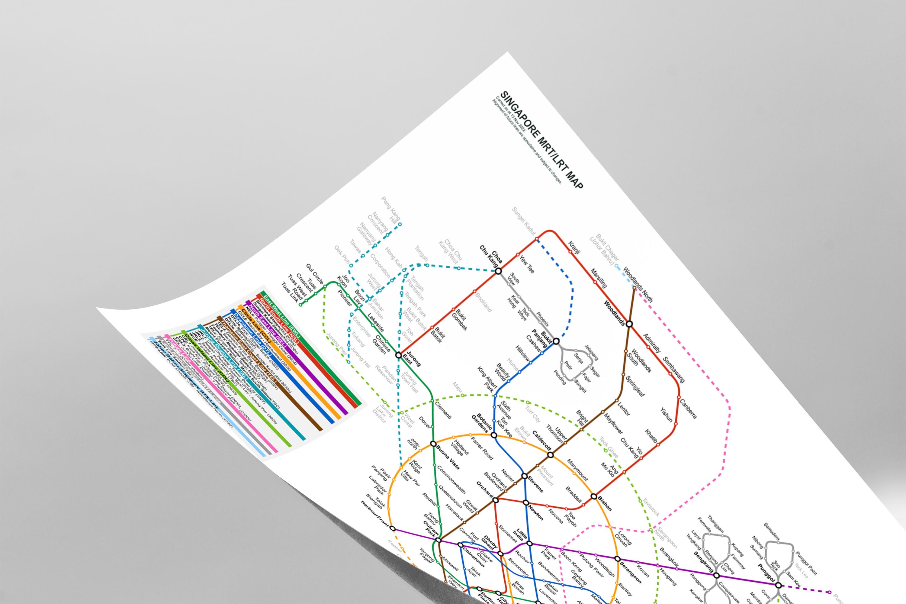 Singapore MRT LRT Mass Rapid Transit Light Rail Map Poster Art Print ...