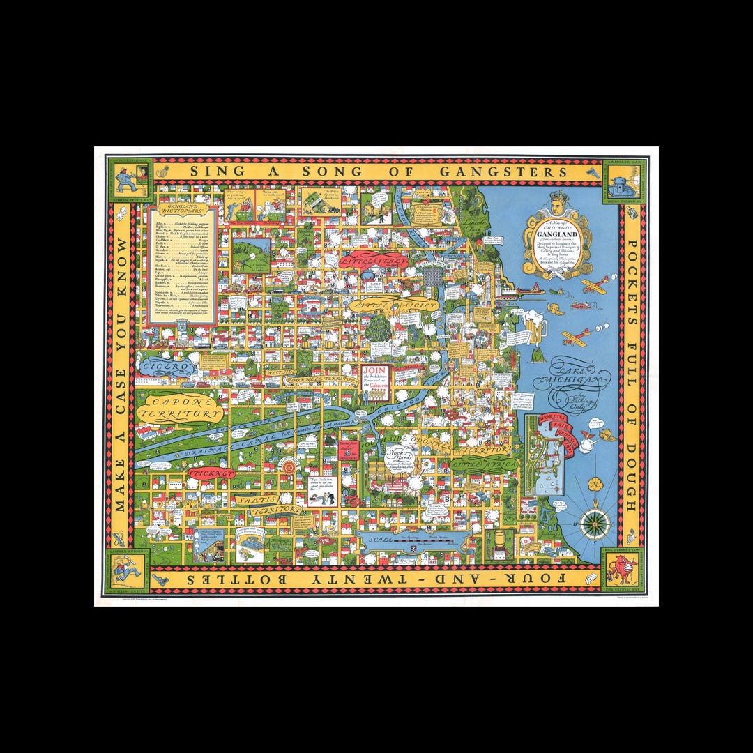 Chicago Gangland Gangster Map Prohibition 1930s Map Poster Print - Etsy