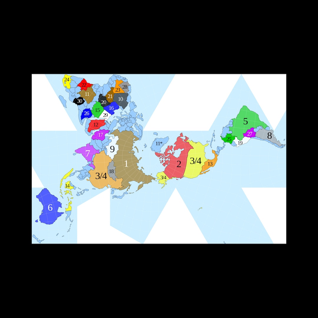 Buckminster Fuller Dymaxion Projection Earth World Map Nations ...