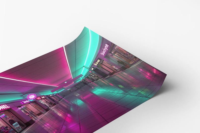 Nighttime View in a Neon-lit Retro Mall Liminal Space Poster Print - Etsy