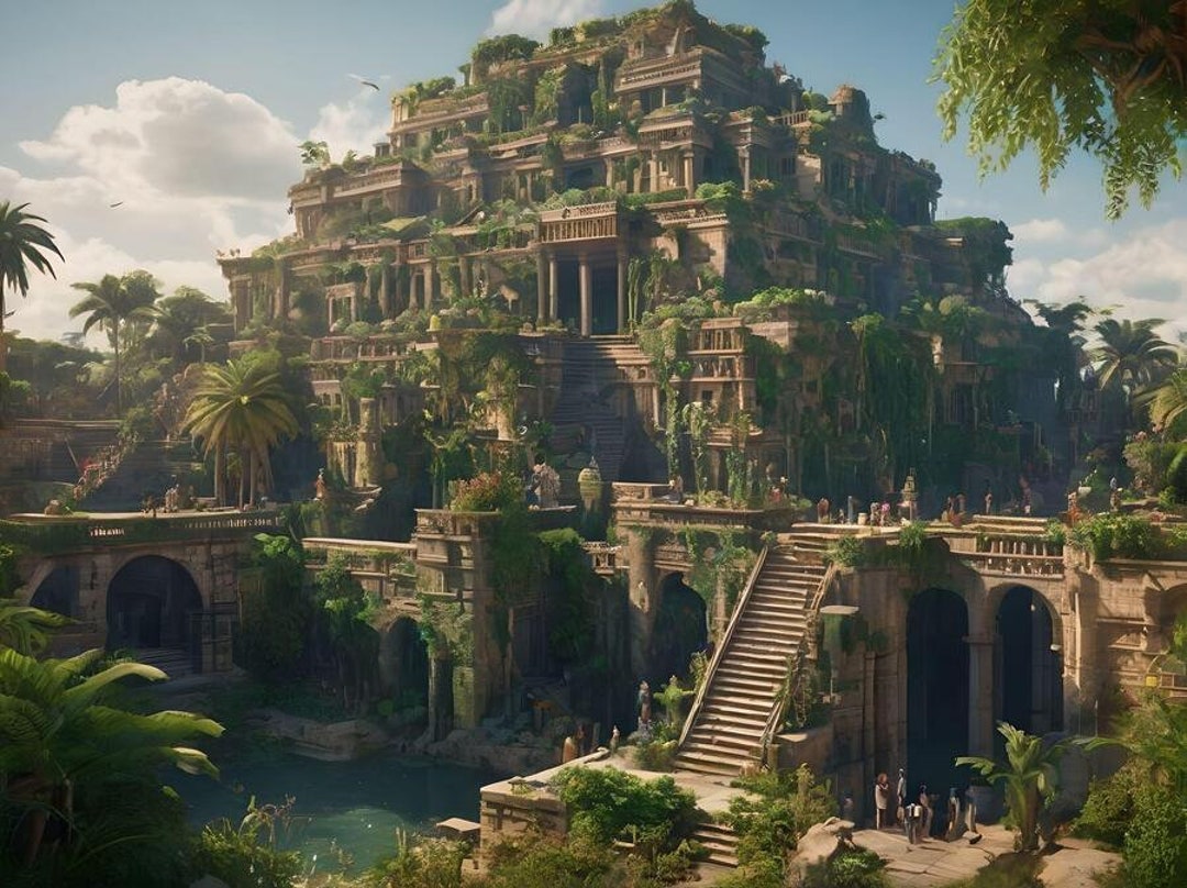 The Hanging Gardens of Babylon History Historical Reconstruction Poster ...