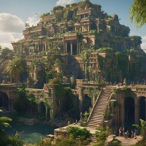 The Hanging Gardens of Babylon History Historical Reconstruction Poster ...