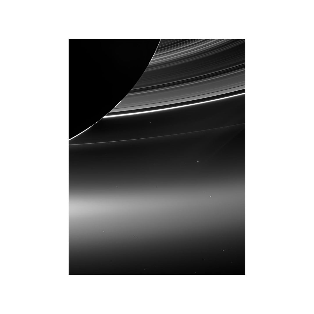 Earth From Saturns Rings Saturn Cassini Space Photo Poster Art Print BW ...