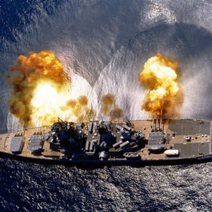 USS Iowa Battleship Firing Full Broadside Main Guns Art Photo Poster ...
