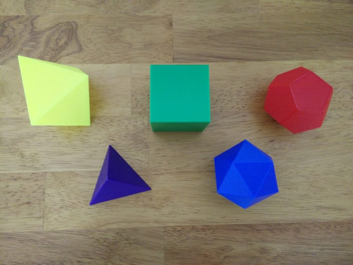 Five 5 Platonic Solids Model Set Geometry Math Models 3D - Etsy
