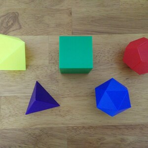 Five 5 Platonic Solids Model Set Geometry Math Models 3D Printed ...