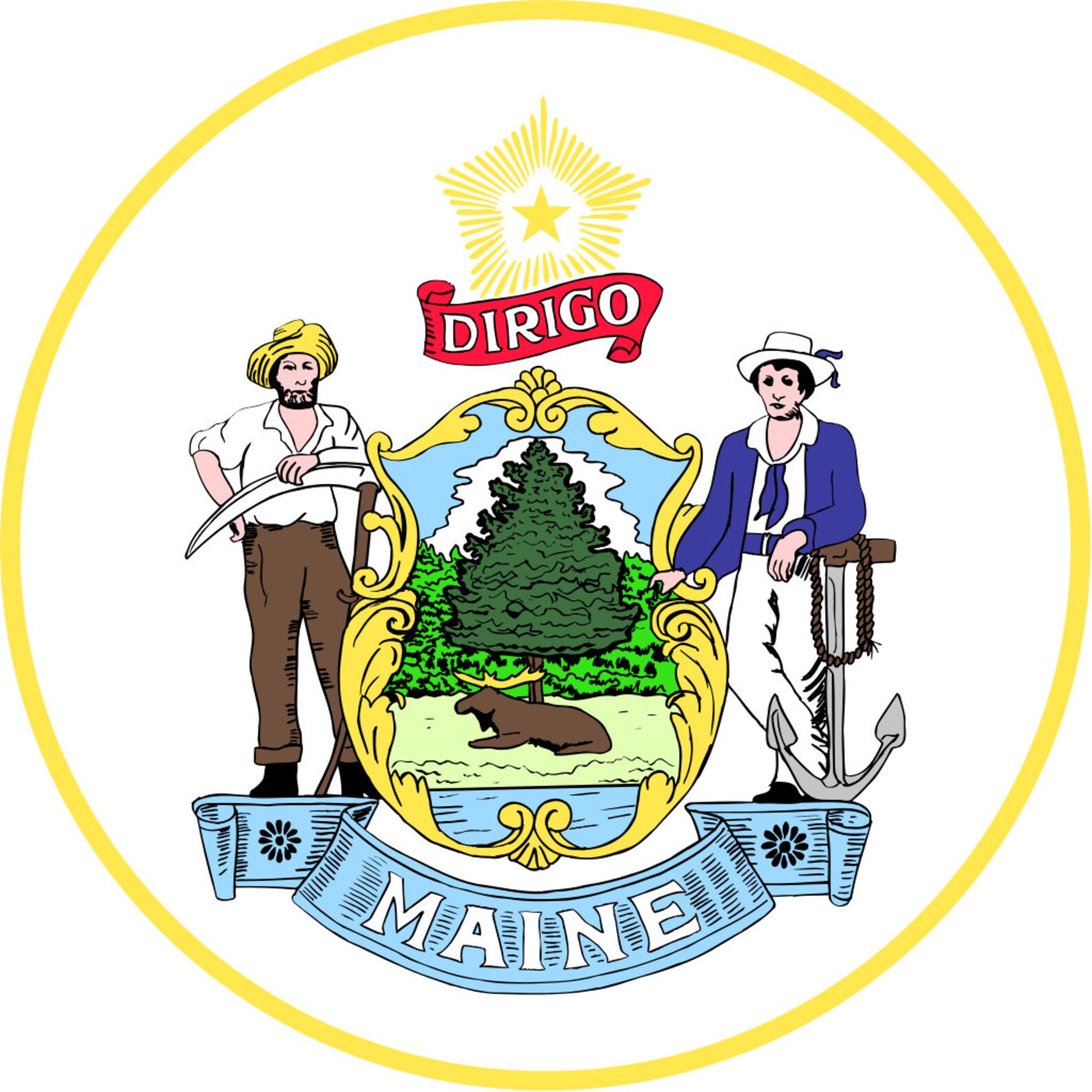 Seal of the State of Maine United States Seals Poster Art Print - Etsy