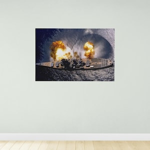 USS Iowa Battleship Firing Full Broadside Main Guns Art Photo Poster ...