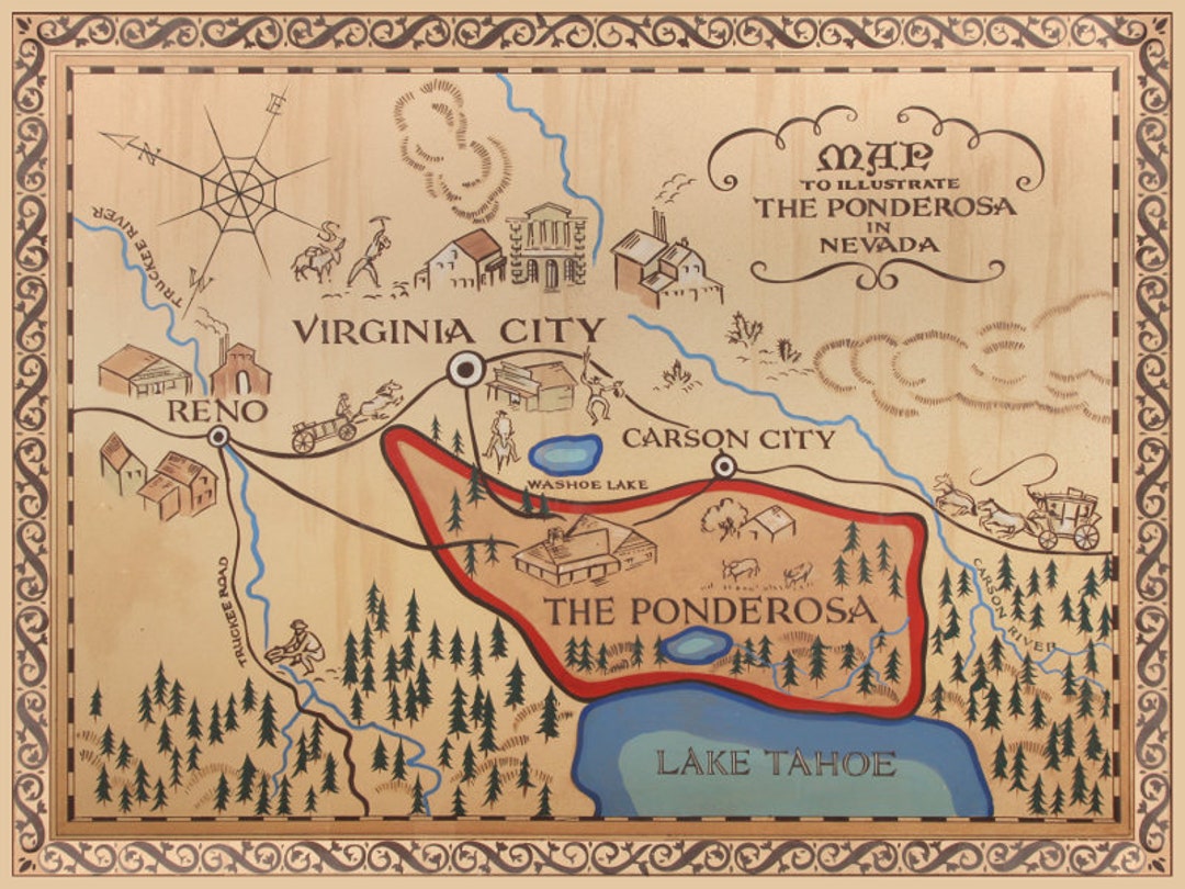 Bonanza Map Reproduction Poster Art Print TV Ponderosa Nevada - Etsy