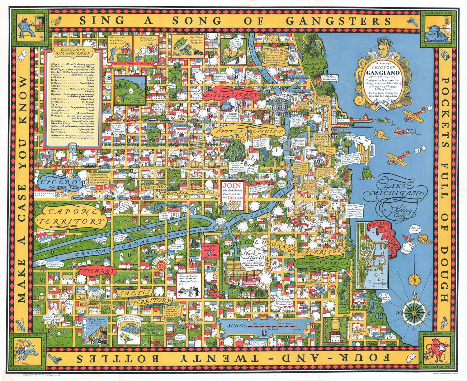 Chicago Gangland Gangster Map Prohibition 1930s Map Poster Print - Etsy