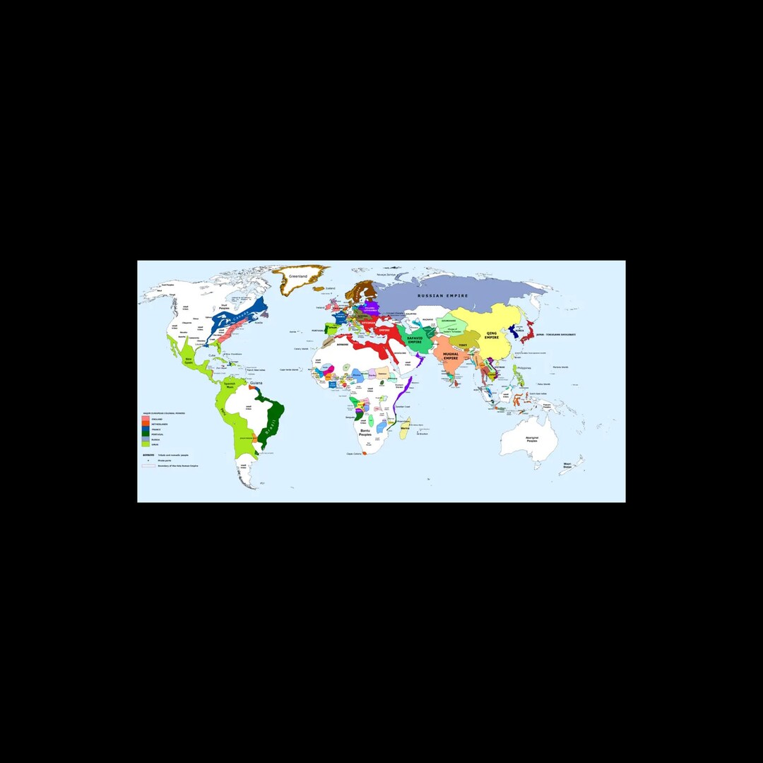 Map of the World World Map in 1700 Historic Early Colonial Period 24 X ...