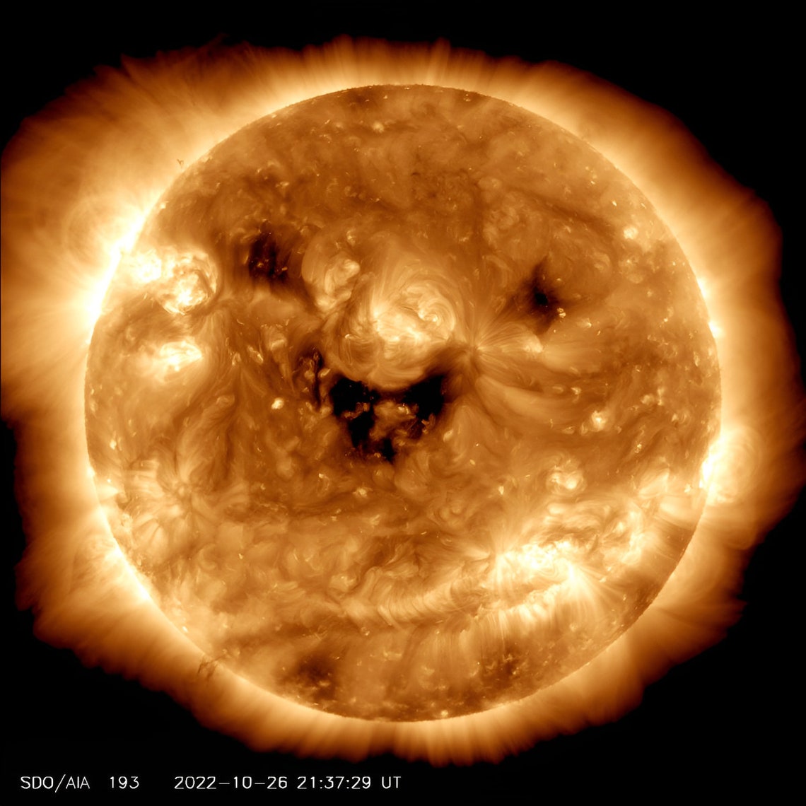 Sun Smiley Face Smile Smiling Solar Dynamics Observatory Photo Poster ...