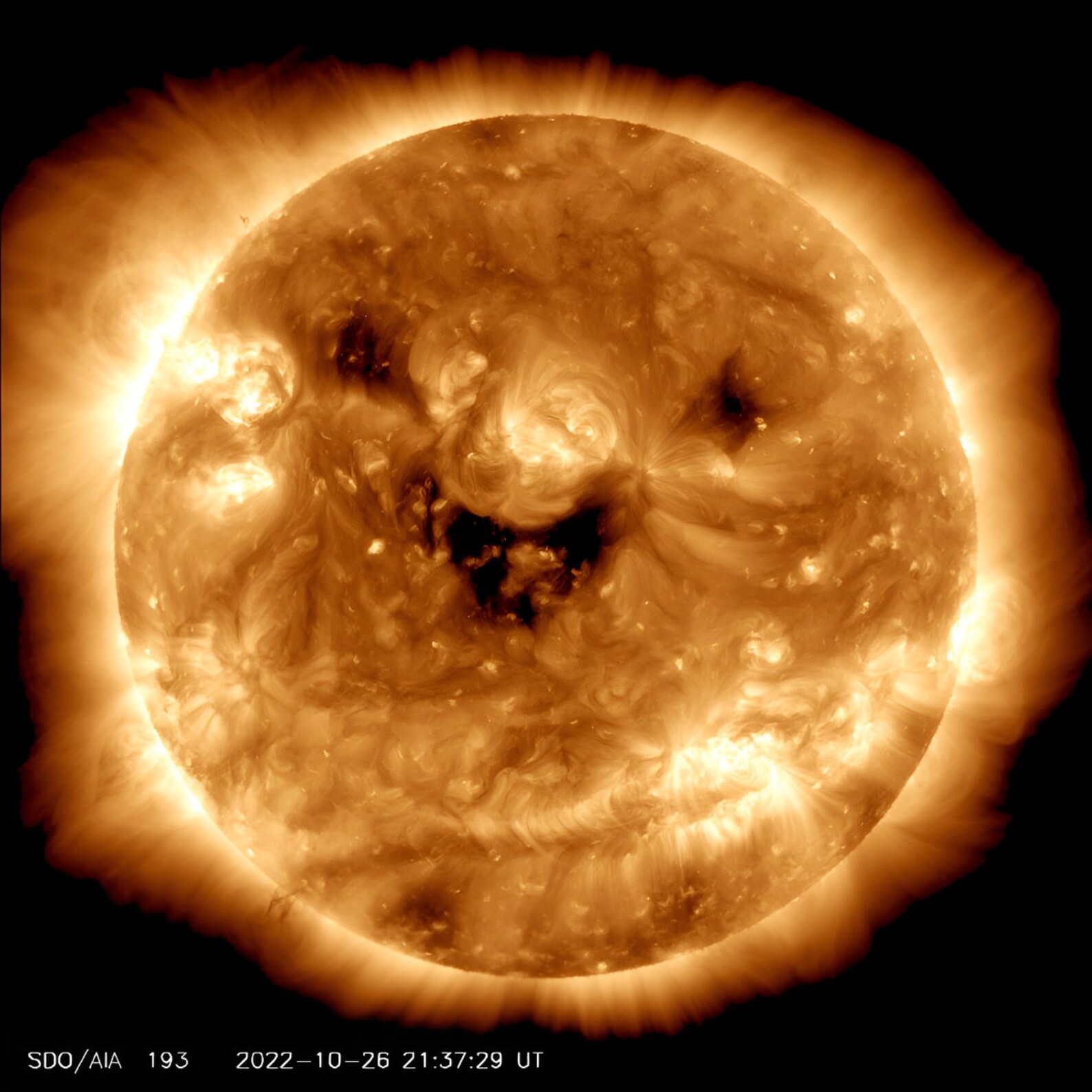 Sun Smiley Face Smile Smiling Solar Dynamics Observatory Photo Poster ...