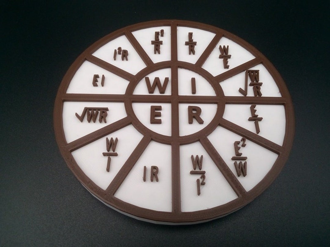 Ohm Ohm's Law Wheel Formula Chart Diagram 2D Printed Disk 5 in Pick ...