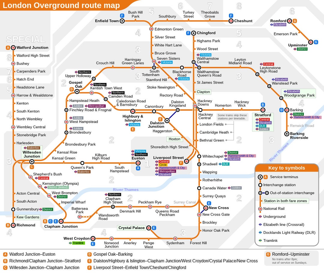 London England UK United Kingdom Overground Rail Map Poster Art Print ...