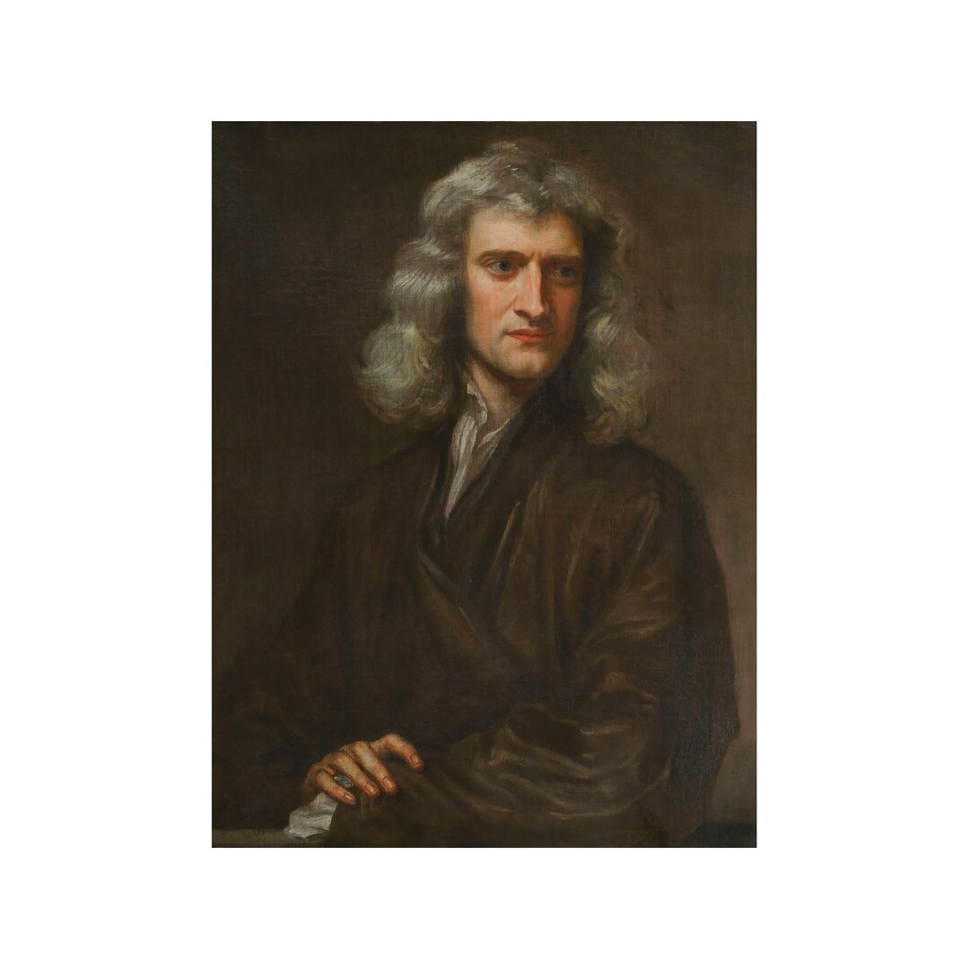 Portrait of Sir Isaac Newton by Godfrey Kneller 1689 Art Painting Print ...