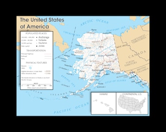 Alaska State Wall Map Large Print Poster 24hx34w - Etsy