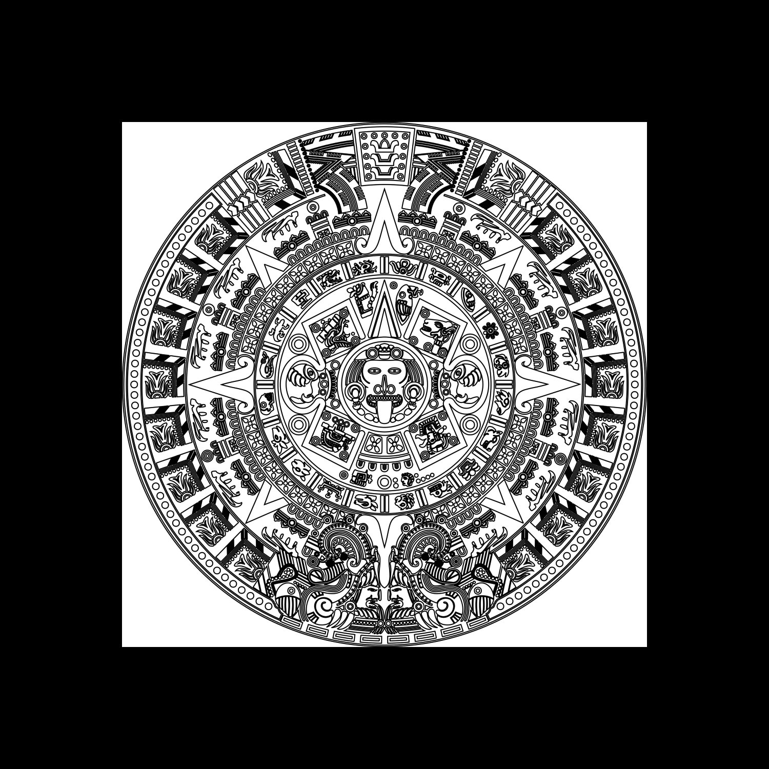 Aztec Sun Stone Calendar Mesoamerica Photo Poster Art Print 24 X 24 In ...