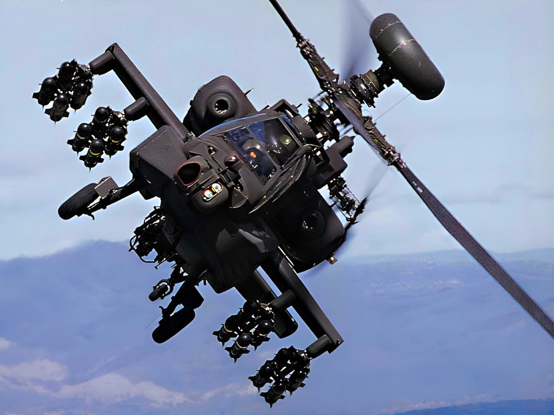 Apache Longbow Attack Helicopter Mountainous Terrain Photo Poster Art ...