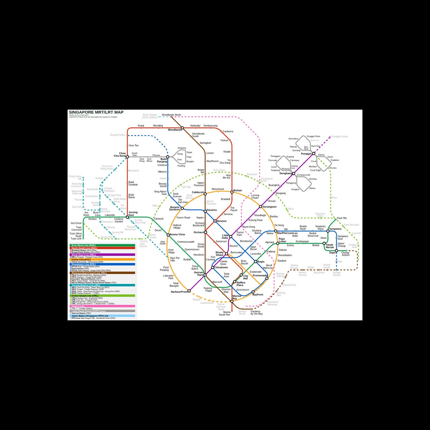 Singapore MRT LRT Mass Rapid Transit Light Rail Map Poster Art Print ...