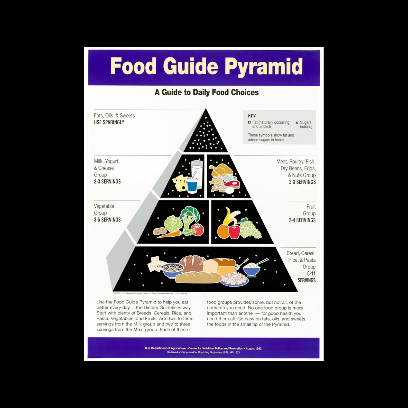Retro 1990s Food Guide Pyramid Daily Food Choice Diagram Chart Poster ...