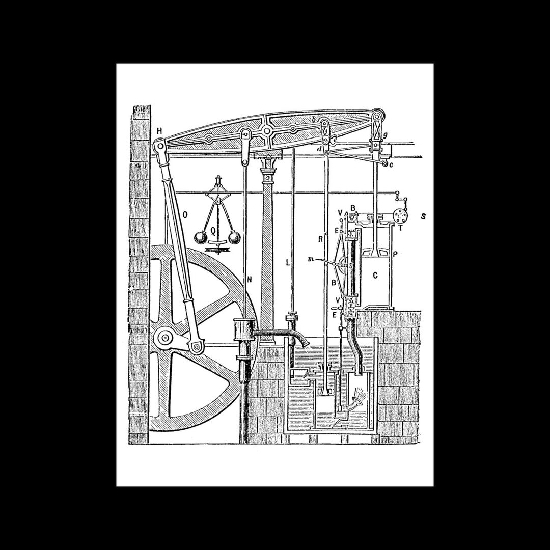 James Watt Matthew Bolton First Steam Engine Patent Diagram Drawing ...