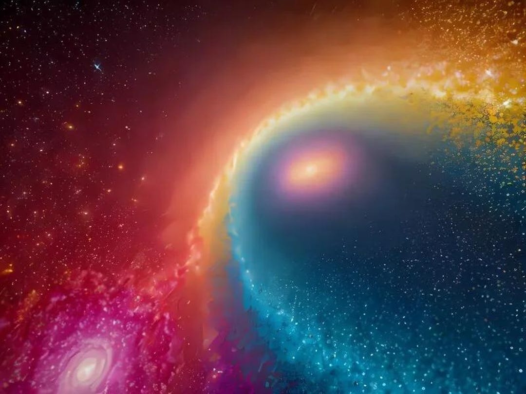 Colorful Abstract Rainbow Design Space Nebula Galaxy Black Hole Poster ...