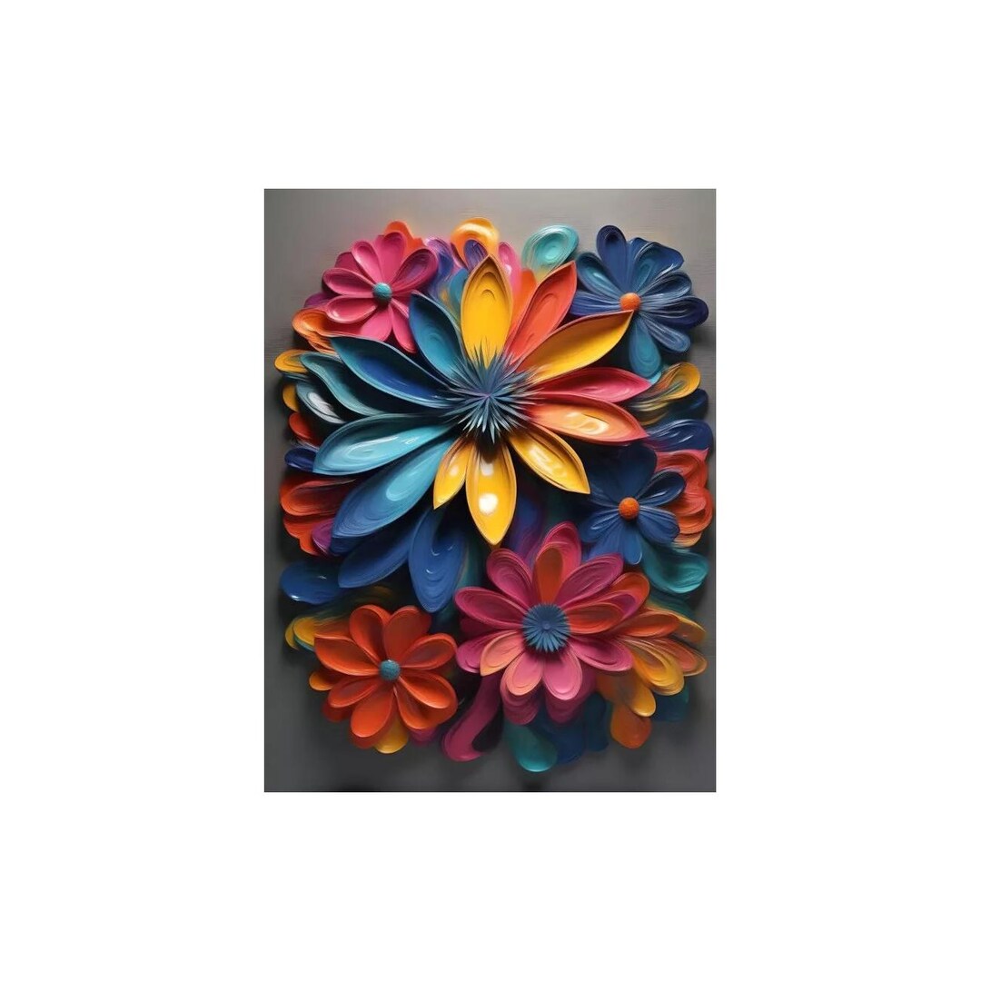 Abstract Stylized Bouquet of 3D Plasticine Paint Flowers Poster Print ...