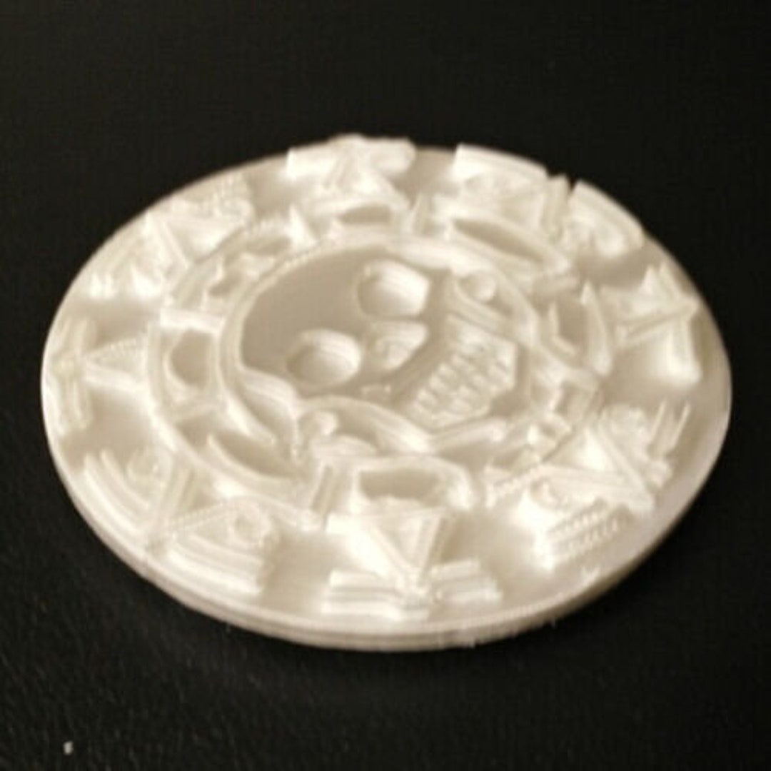 3D Printed Pirate Coin Doubloon Pirates Treasure Two Sided Medallion ...