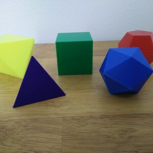 Five 5 Platonic Solids Model Set Geometry Math Models 3D Printed ...