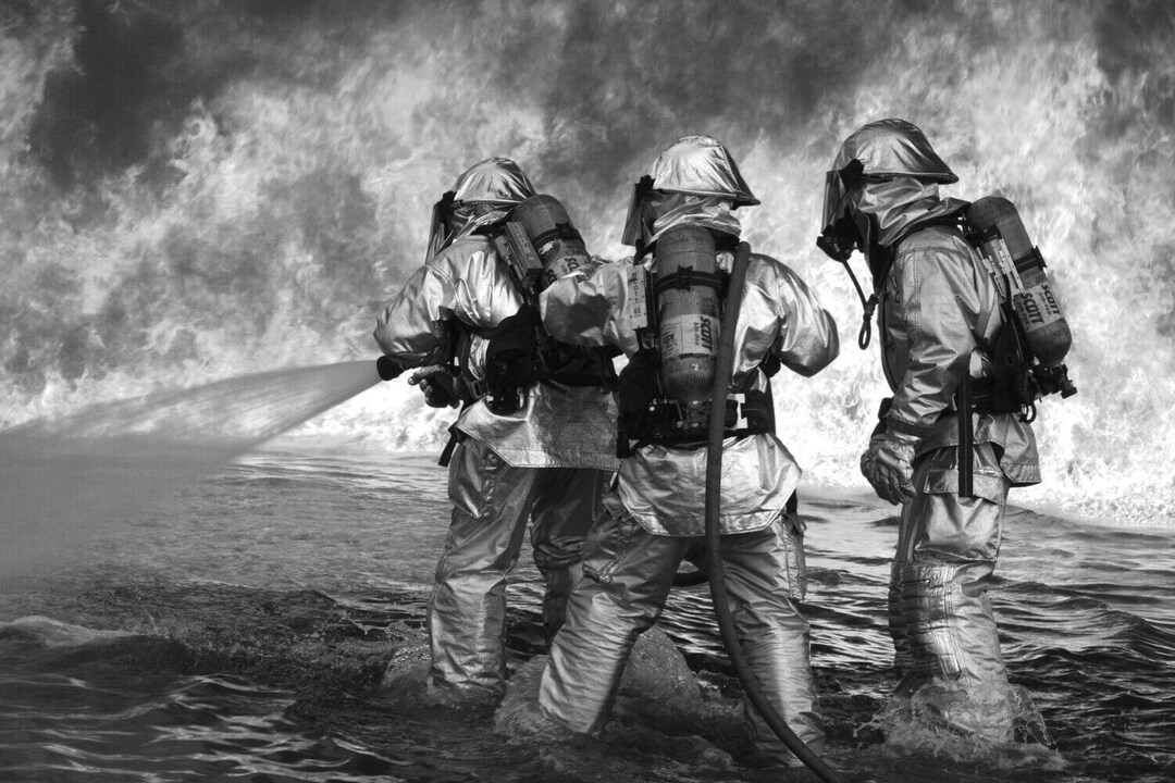 Firefighters Training Aircraft Rescue Flames Fire Marines Poster Photo ...