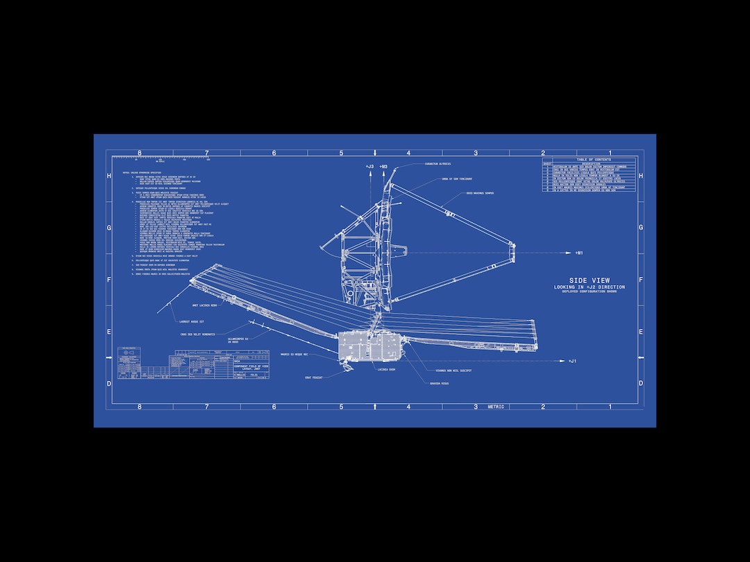 James Webb Telescope JWST Drawing Diagram Blueprint Poster Print - Etsy