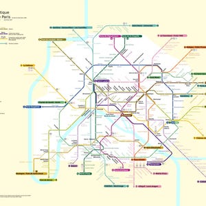 Paris France Metro System Subway Diagram Map Train Rail Railroad - Etsy