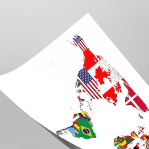 Earth Flag Map of the World Political Wall Map Mercator Flags - Etsy