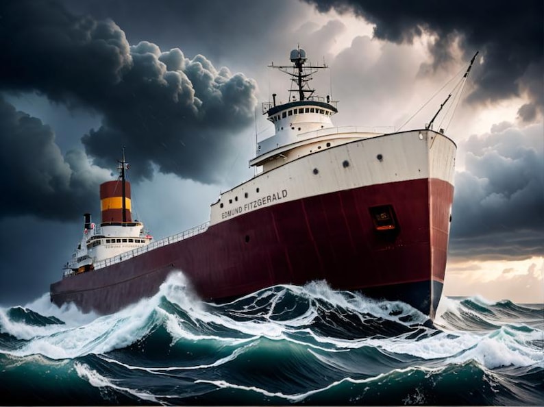 SS Edmund Fitzgerald Disaster History Historical Reconstruction Poster ...