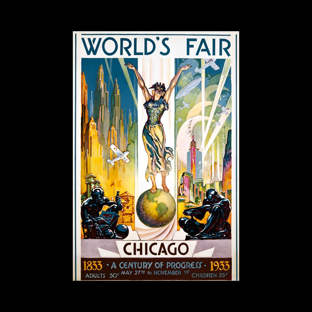 Worlds Fair Chicago Century of Progress 1933 Metropolis Woman Poster ...