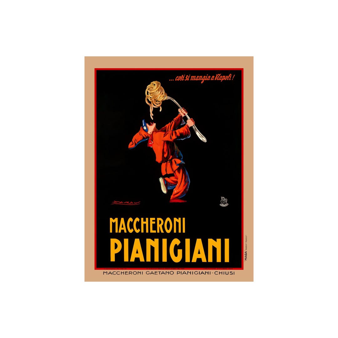 Clown Eating Spaghetti Fork Pasta Maccheroni Pianigiani Ad Advertising ...