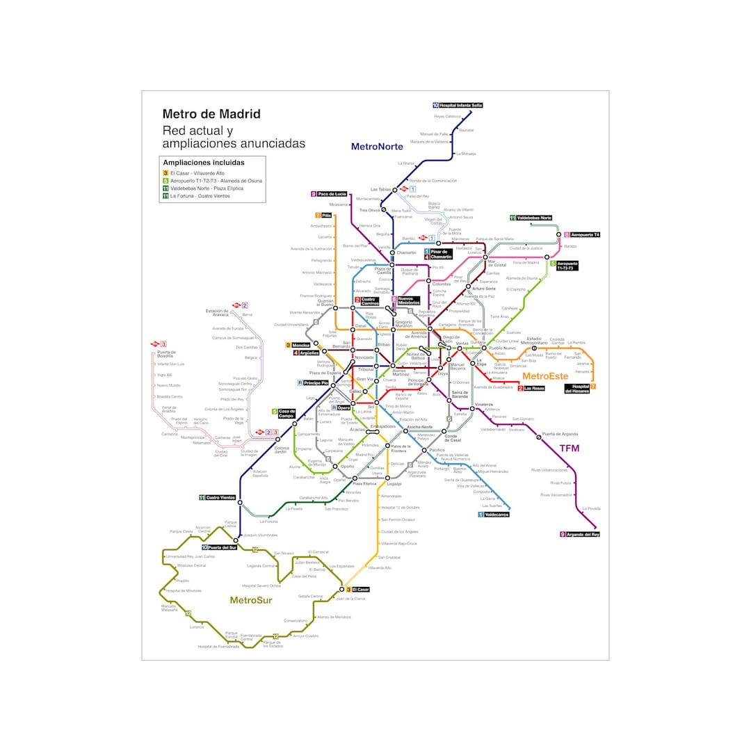Madrid Spain Metro System Subway Diagram Map Train Rail Railroad Title ...