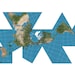 Buckminster Fuller Dymaxion Projection Earth Satellite World Map White ...