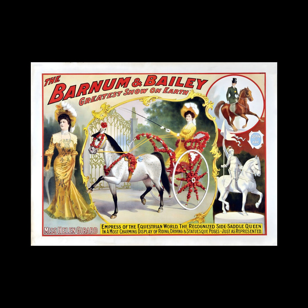 PT Barnum JA Bailey Helen Girard Horses Circus Advertisement Ad Poster ...