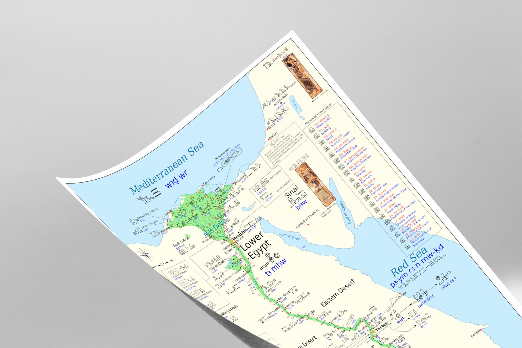 Ancient Egypt Egyptian Nile River Valley Map With Hieroglyphics Cities ...