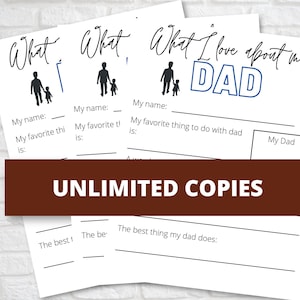 Father's Day Printable, What I Love About My Dad Printable for Kids - Etsy